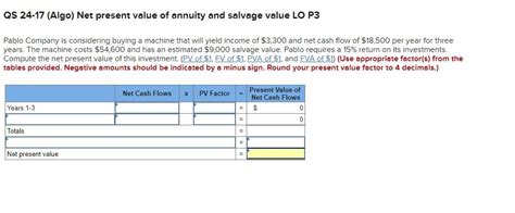 Solved Qs 24 17 Algo Net Present Value Of Annuity And