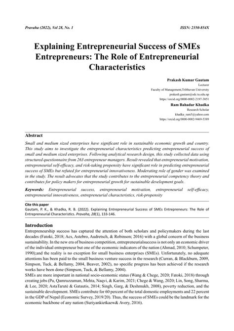 Pdf Explaining Entrepreneurial Success Of Smes Entrepreneurs The Role Of Entrepreneurial