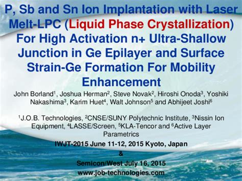 Pdf P Sb And Sn Ion Implantation With Laser Melt Lpc Liquid Phase Crystallization For High