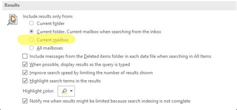 Change Default Mailbox Search In Outlook Super User