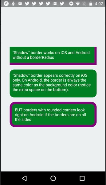 Border On A Single Side Of A View Is Same Color As Backgroundcolor When Borderradius