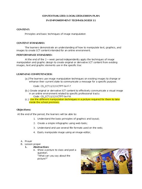 Contextualized Lesson Plan In Empowerment Technologies 11 Download