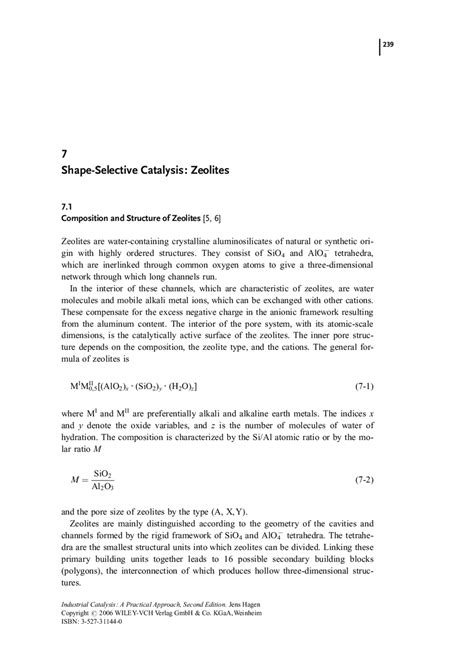 Shape Selective Catalysis Zeolites Cap 7 Docsity