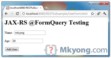 JAX RS FormParam Example Mkyong Com
