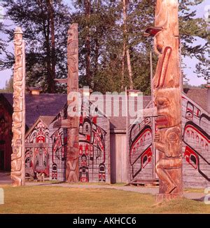 Gitxsan Gitksan Totem Poles At Ksan Historical Village And Museum