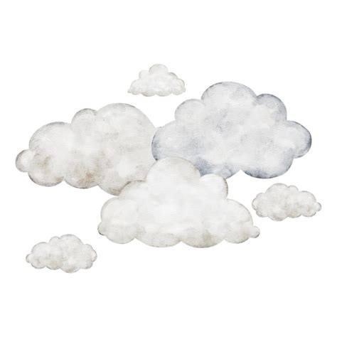 Premium Vector Pastel Beige Cartoon Clouds Vector On Background Hand Drawn Watercolor