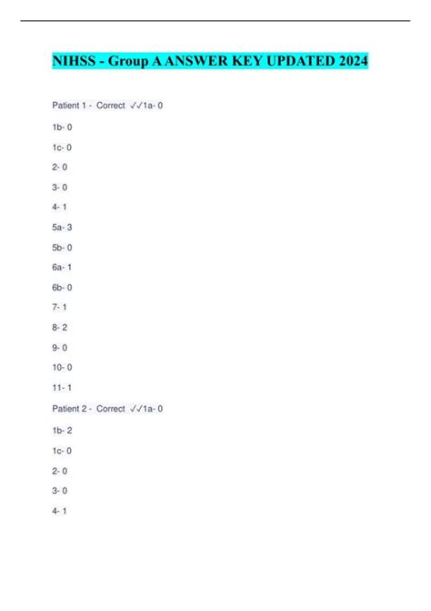 Nihss Group A Answer Key Updated 2024 Nihss Stuvia Us