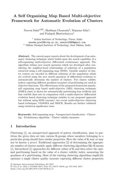 Pdf A Self Organizing Map Based Multi Objective Framework For