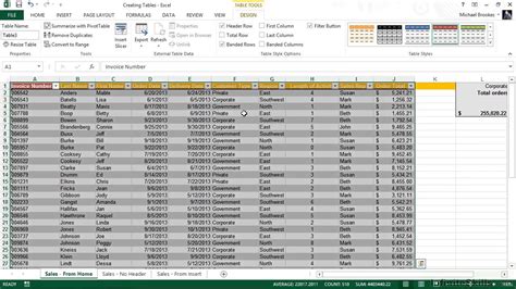 microsoft excel tables deep dive tutorial creating tables youtube