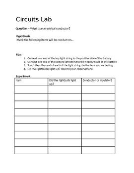 Circuits Lab By Mrs R Th Teachers Pay Teachers