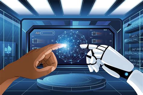 Humanrobot Collaboration Ai Data Network Technology Innovation Stock Illustration