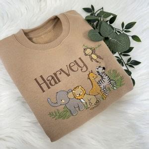 Gorgeous Safari Animal Embroidered Sweater Super Soft And Personalised