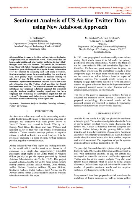 sentiment analysis of us airline twitter data using new adaboost approach ijertconv 7is01003