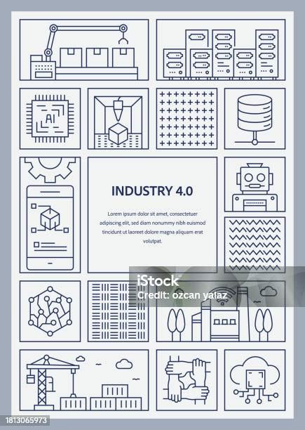인더스트리 40 관련 벡터 배너 디자인 컨셉입니다 글로벌 Multisphere 즉시 사용 가능한 템플릿입니다 웹 배너 웹 사이트