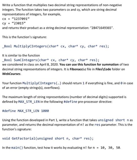 Solved Write A Function That Multiplies Two Decimal String
