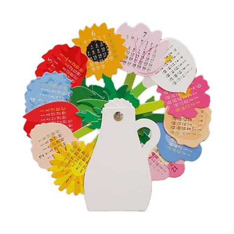 2024년 월간 달력 월간 참조 2024년 1월부터 12월까지 월별 계획을 위한 꽃형 달력 뒤집기 인쇄제품