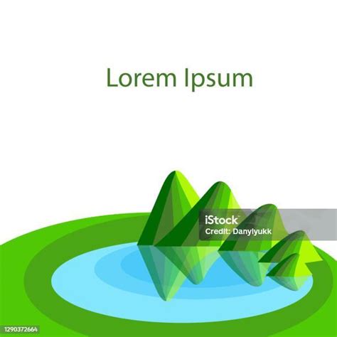 흰색 로렘 입섬 배경에 푸른 호수 근처 줄무늬 녹색 산 현대 미술 디자인 요소 자연 스톡 벡터 일러스트 0명에 대한 스톡 벡터 아트 및 기타 이미지 Istock