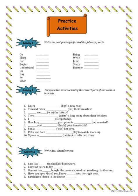 Present Perfect Simple English Esl Worksheets Pdf And Doc