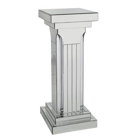 Medium Classic Mirror Mirrored Column Pillar Display End Side Table