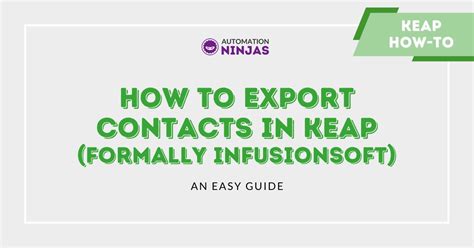 How To Export Contacts Automation Ninjas