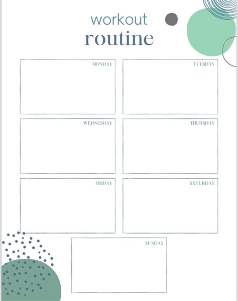 Template Workout Template Digital Template Weekly Workout Planner