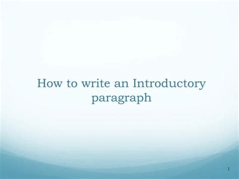 Introductory Paragraphs Research 2011 Ppt