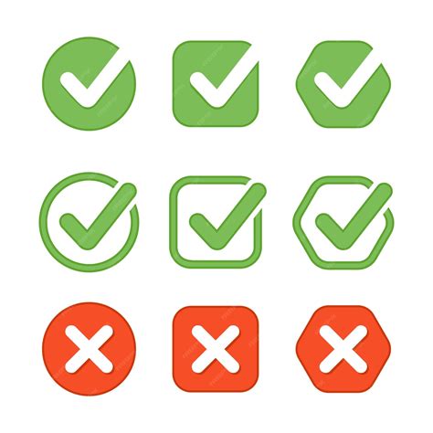 Premium Vector Green Check Marks And Red Cross Signs Collection