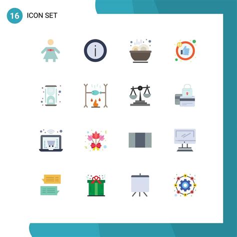 Mobile Interface Flat Color Set Of 16 Pictograms Of Laboratory Chemical Bowl Thumb Like Editable