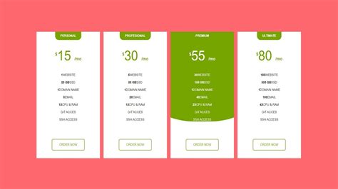 FREE SOURCE CODE Responsive Pricing Table Menggunakan HTML CSS