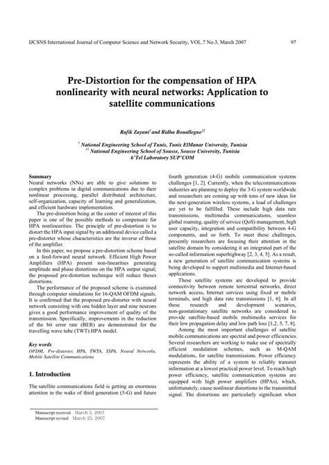 Pdf A Neural Network Pre Distorter For The Compensation Of Hpa Nonlinearity Application To