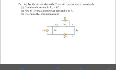 15 A For The Circuit Obtain The Thevenin Equivalent At Terminals A B