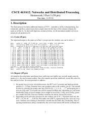 Hw Pdf CSCE Networks And Distributed Processing Homework Part Pts Due Date