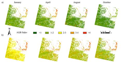 Standard Deviation Stdev Maps Of Agb Values Using Seasonal Images