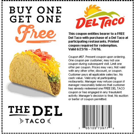 Del Taco Printable Coupons Printable Board Games