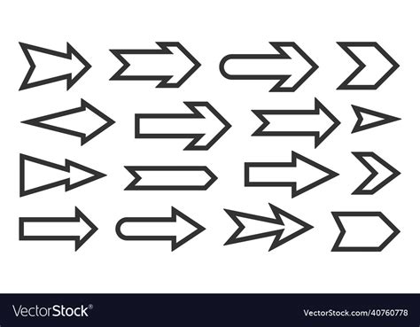 Arrow Cursor Web Pointer Direction Black Line Set Vector Image