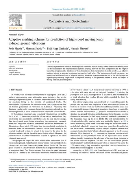 Adaptive Meshing Scheme For Prediction Of High Speed Moving Loads Pdf Waves Beam Structure