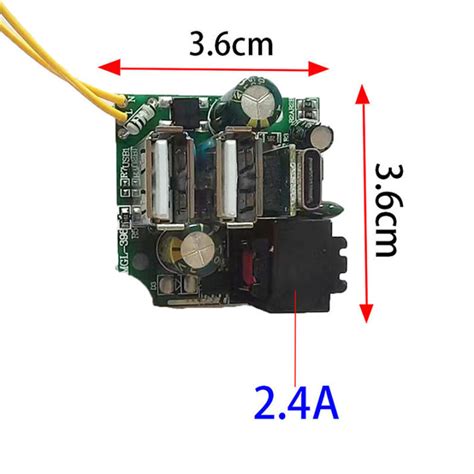 YOUCUN โมดลพลงงานชารจเรว A A เอาตพต USB Type C สองชองหวบอรด