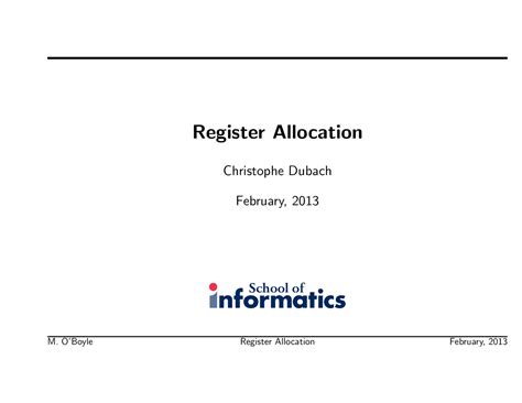 Register Allocation Compiler Optimisation Lecture Slides Docsity