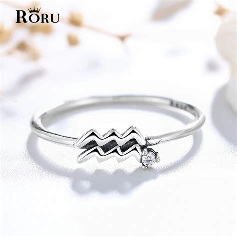 여성용 레트로 지르콘 12 별자리 반지 100 925 실버 아쿠아리우스 십이지 사인 얇은 반지 생일 보석 선물반지 Aliexpress