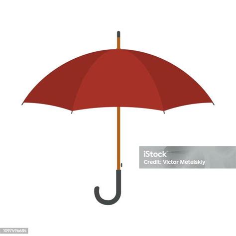 평면 스타일에 우산입니다 빨간 우산 아이콘이 흰색 배경에 고립입니다 비 보호 로그인 벡터 일러스트입니다 가리기에 대한 스톡 벡터 아트 및 기타 이미지 Istock