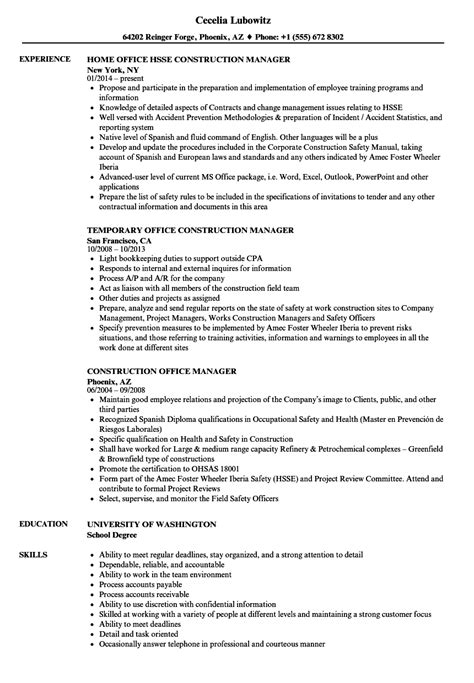Construction Administration Resume Examples
