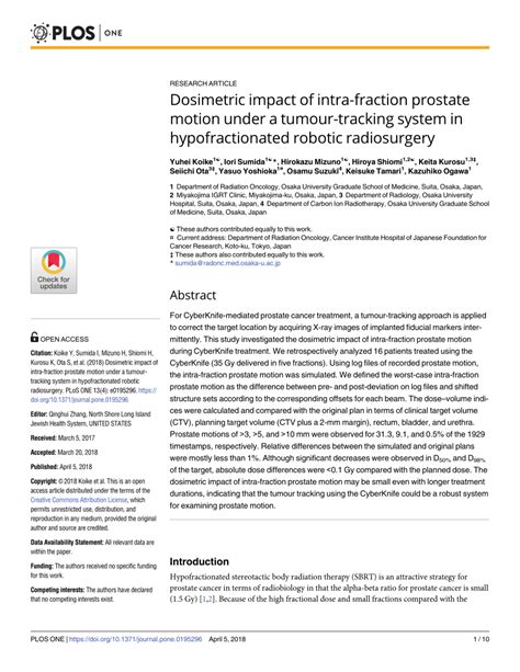 Pdf Dosimetric Impact Of Intra Fraction Prostate Motion Under A Tumour Tracking System In