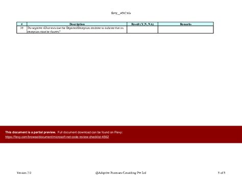 Microsoft Net Code Review Checklist Template Excel XLS