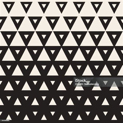 Vector Seamless Black And White Triangle Halftone Geometric Pattern Stock Illustration
