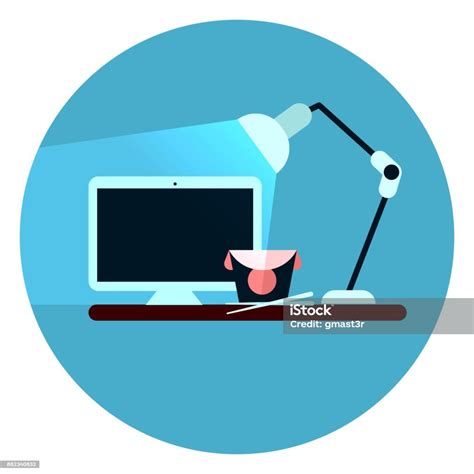 라운드 파란색 배경에 데스크 웹 버튼 작업 아이콘 데스크톱 컴퓨터 기업 재무와 산업에 대한 스톡 벡터 아트 및 기타 이미지 기업 재무와 산업 남자 남자 사업가