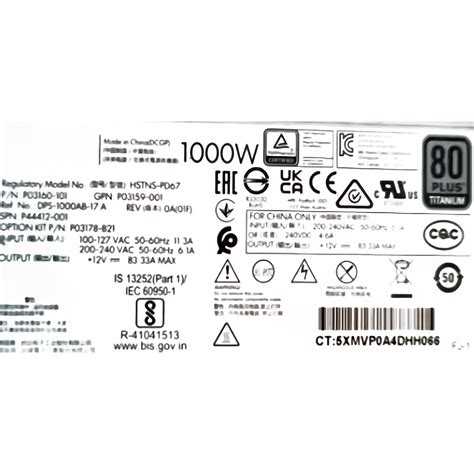 Hp Dps 1000ab 17 A P03160 101 P03159 001 P03178 B21 1000 Watt