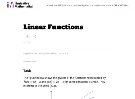 Illustrative Mathematics F Le Linear Functions Lesson Plan For 9th 10th Grade Lesson Planet