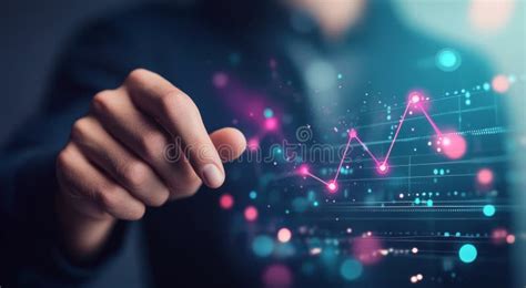 Business Professional Interacting With Digital Data Visualization In Modern Office Setting Stock