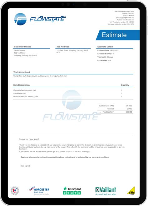 Estimate Partial Breakdown Template FlowState