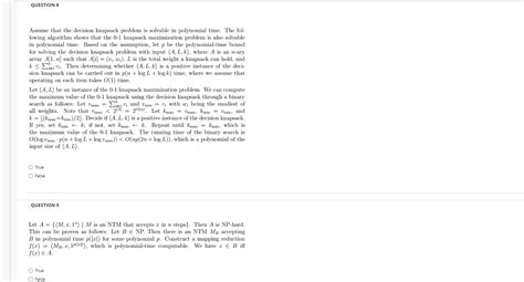 Solved Question 1 The 0 1 Knapsack Problem Is The Following